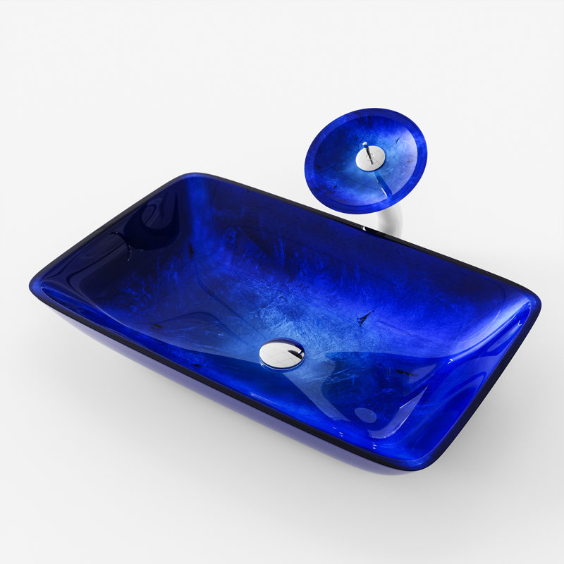 Deervalley Prism 22 X 14 Blue Glass Rectangular Vessel Bathroom